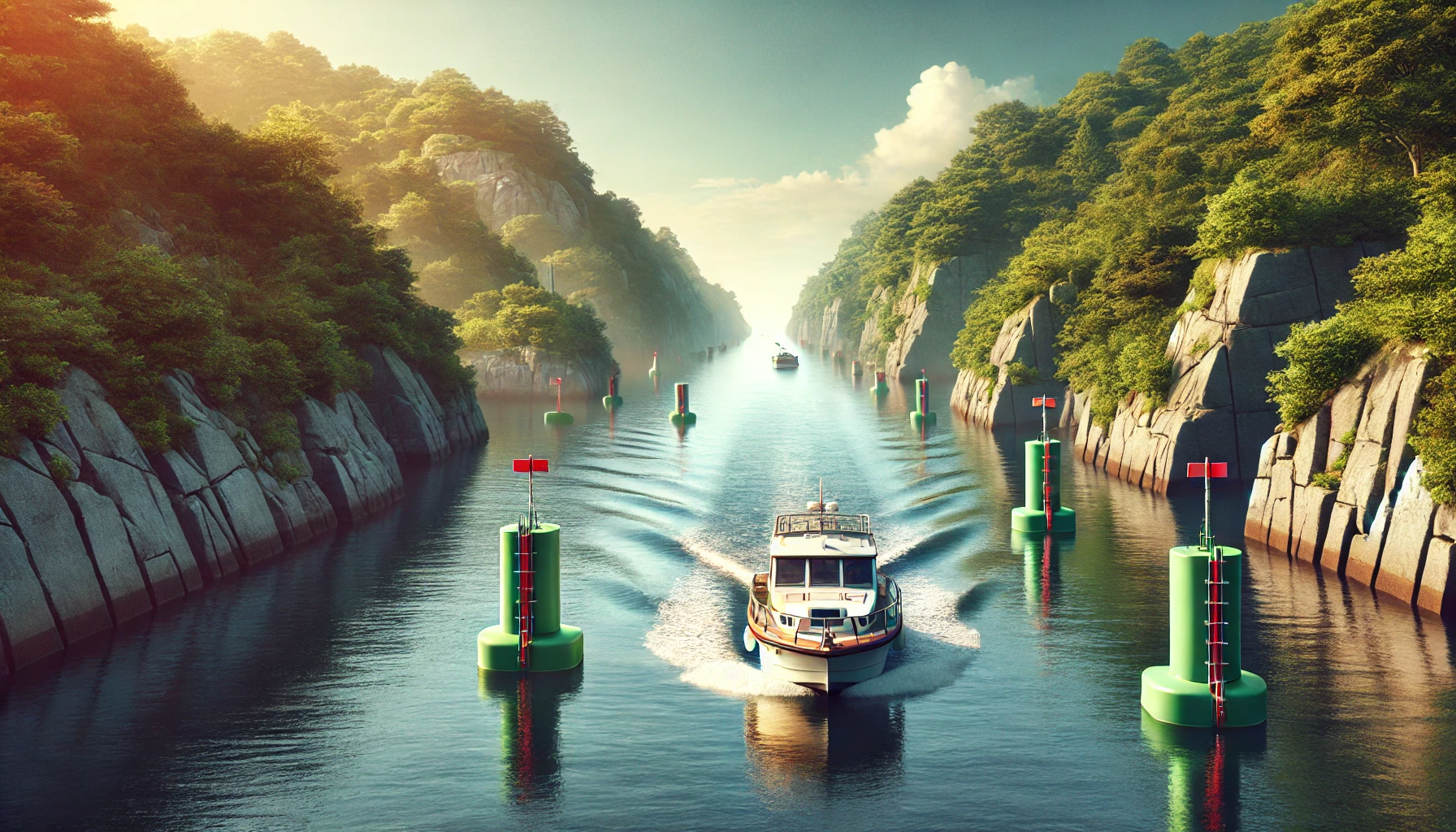 When in a narrow channel where should you navigate